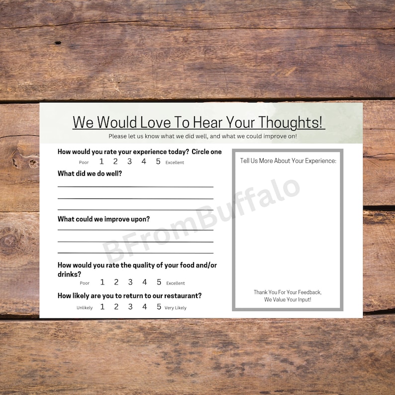 Client Questionnaire, Editable Feedback Cards, Customer Survey, Shop ...