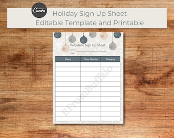 EDITABLE Teacher Volunteer Printable, PTO/PTA Sign up Sheet, Editable ...