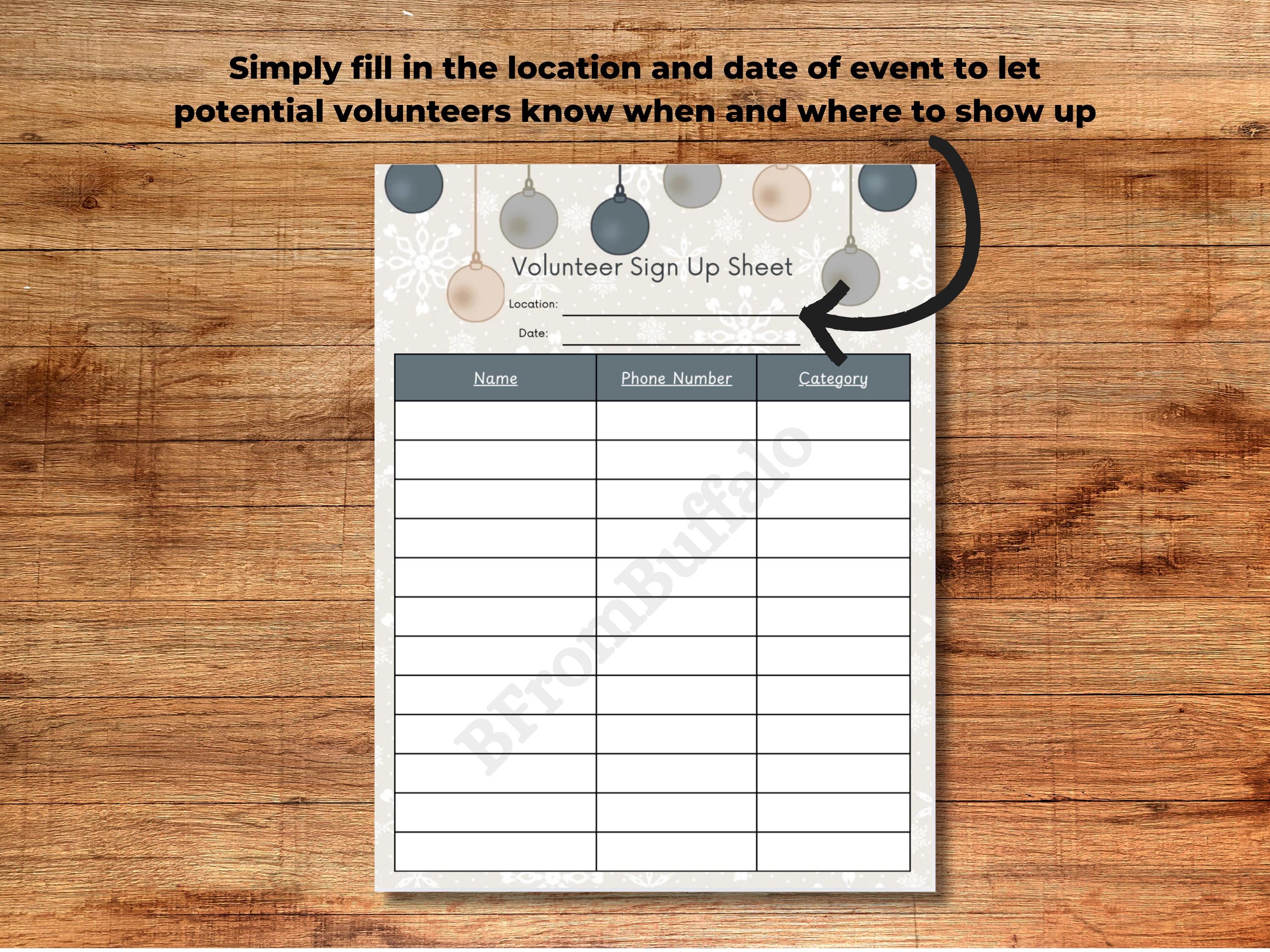 Volunteer Sign up Sheet, Volunteer Sign Up, Volunteer Recruitment ...