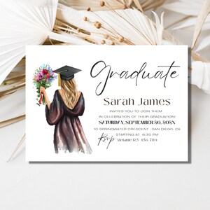 Graduation Cap Invitation, Elegant Graduation Invitation, Graduation ...