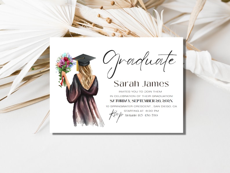 Graduation Cap Invitation Elegant Graduation Invitation - Etsy