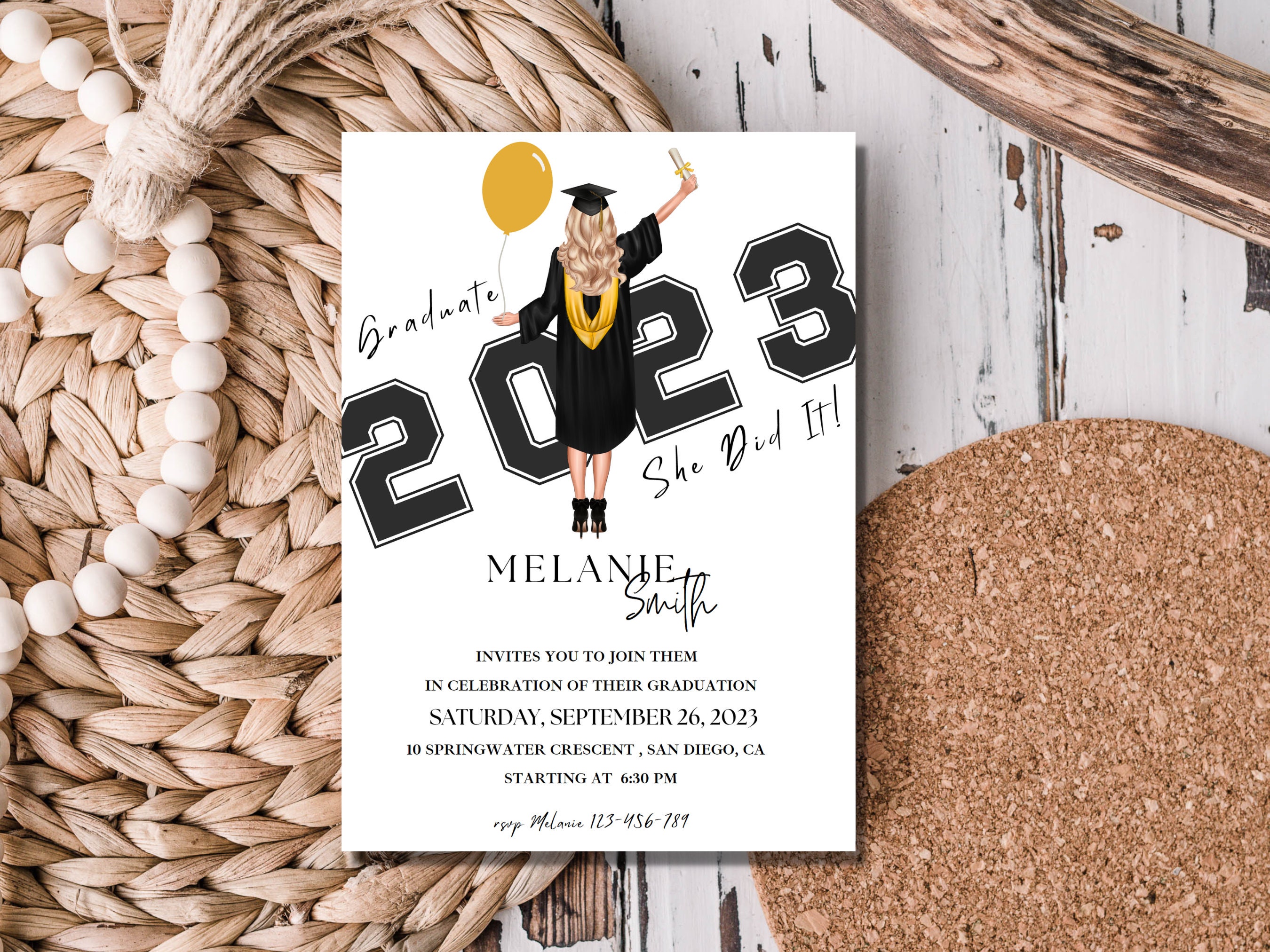 Graduation Invitation Template, Graduation Invitation, Graduation Cap ...