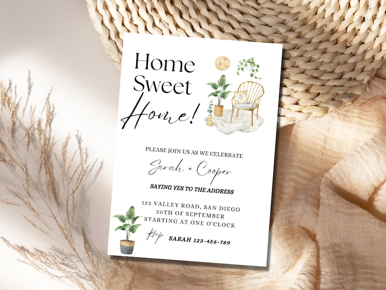 Housewarming Invitation Template, Home Sweet Home, Canva Editable ...