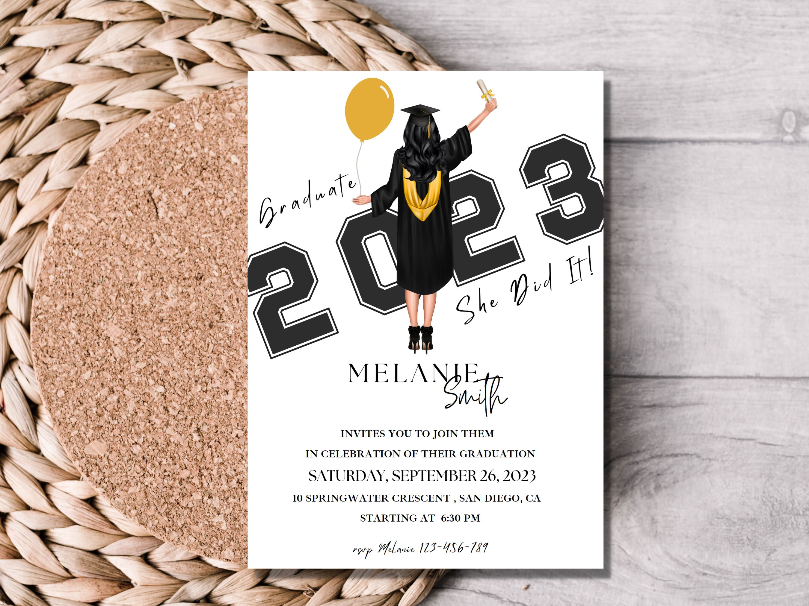 Graduation Invitation Template, Graduation Invitation, Graduation Cap ...