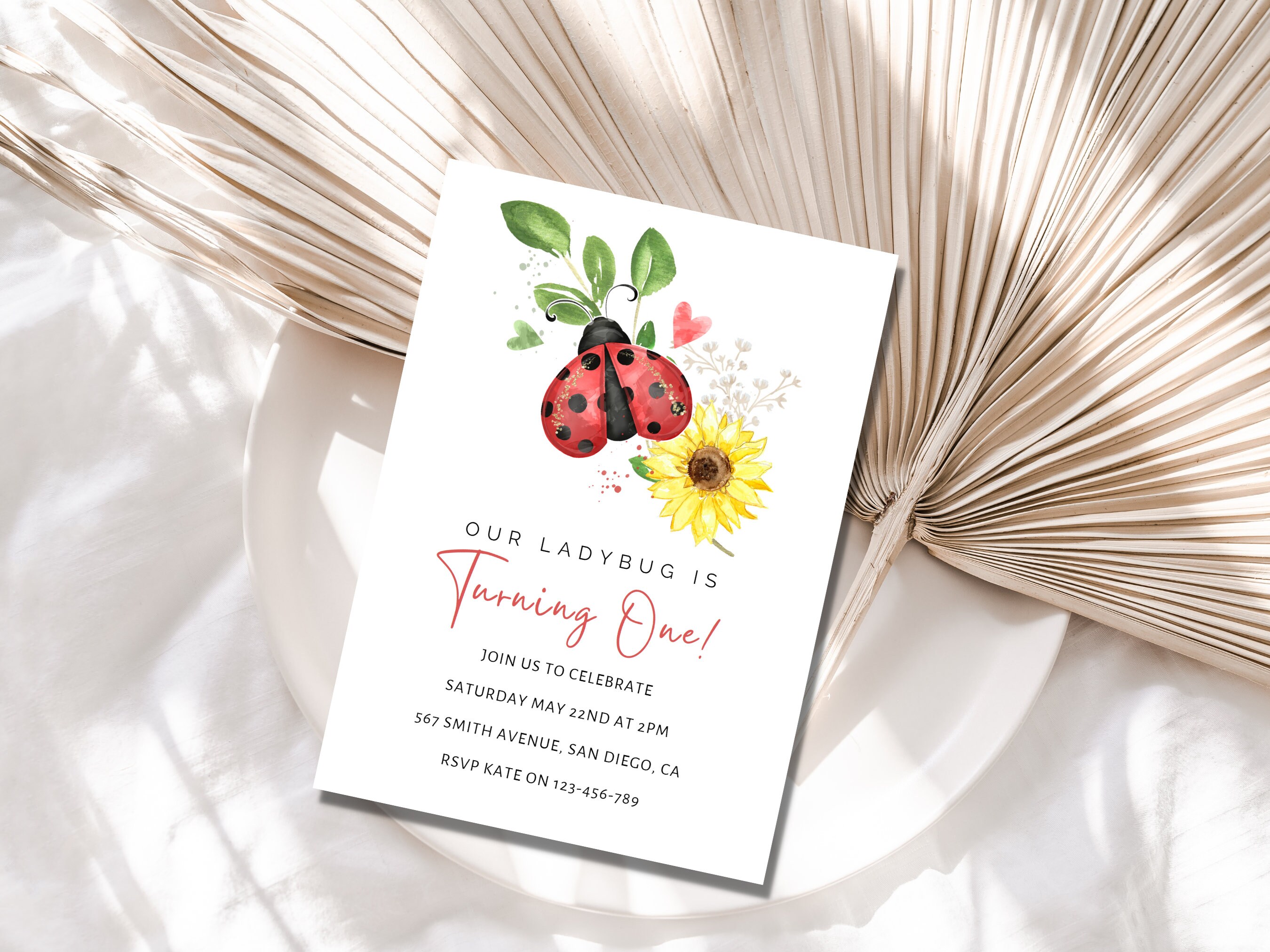 Ladybug First Birthday Invitation Ladybug Birthday - Etsy