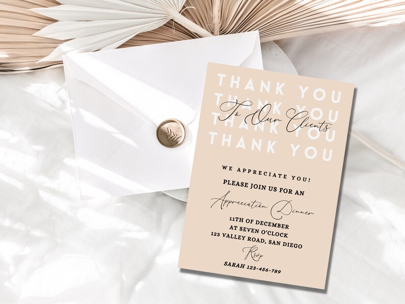 Appreciation Dinner Invitation, Appreciation Invitation, Client ...
