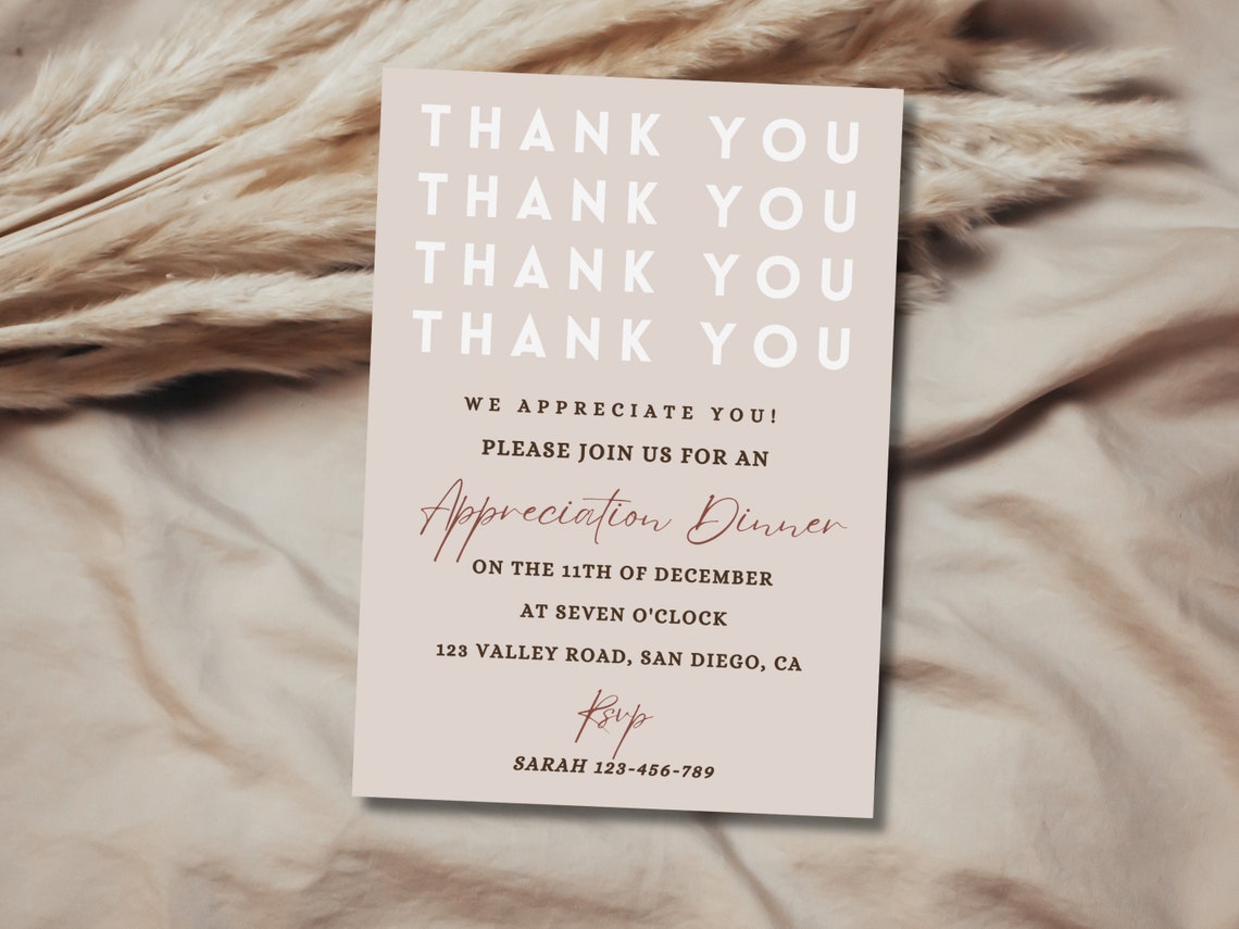 Appreciation Dinner Invitation, Appreciation Invitation, Client ...