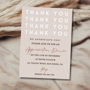 Appreciation Dinner Invitation, Appreciation Invitation, Client ...