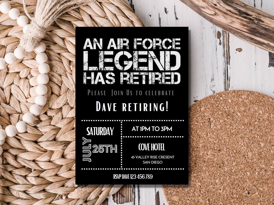 Air Force Retirement, Retirement Invitation, Retirement Invitation for ...