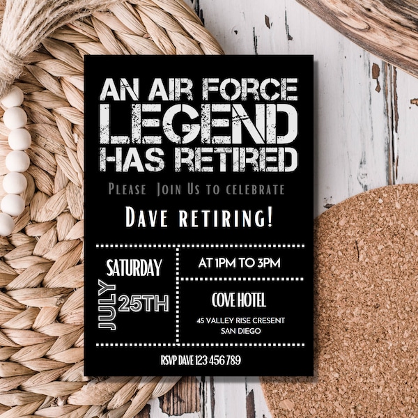 Air Force Retirement Invitations for Men - Etsy