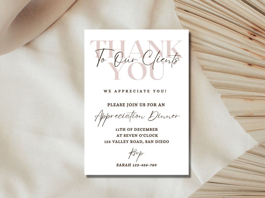 Client Appreciation Dinner Invitation Template (canva) - Etsy