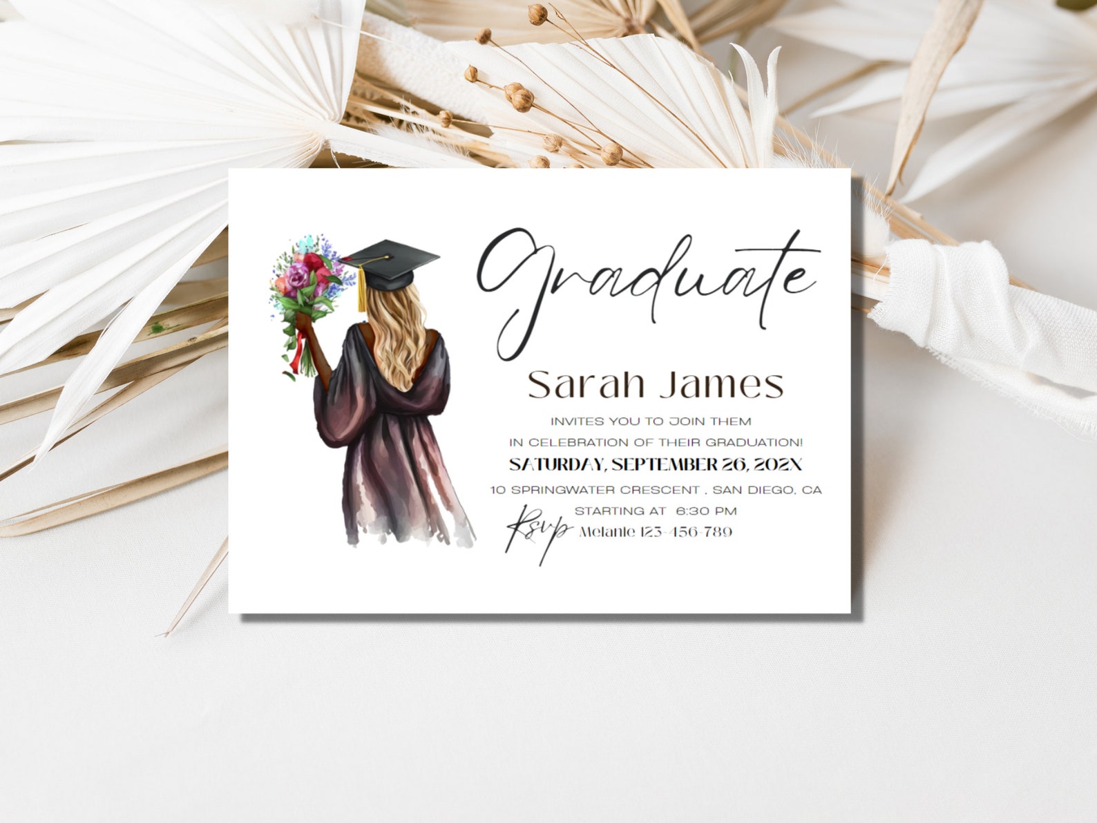 Graduation Cap Invitation Elegant Graduation Invitation - Etsy