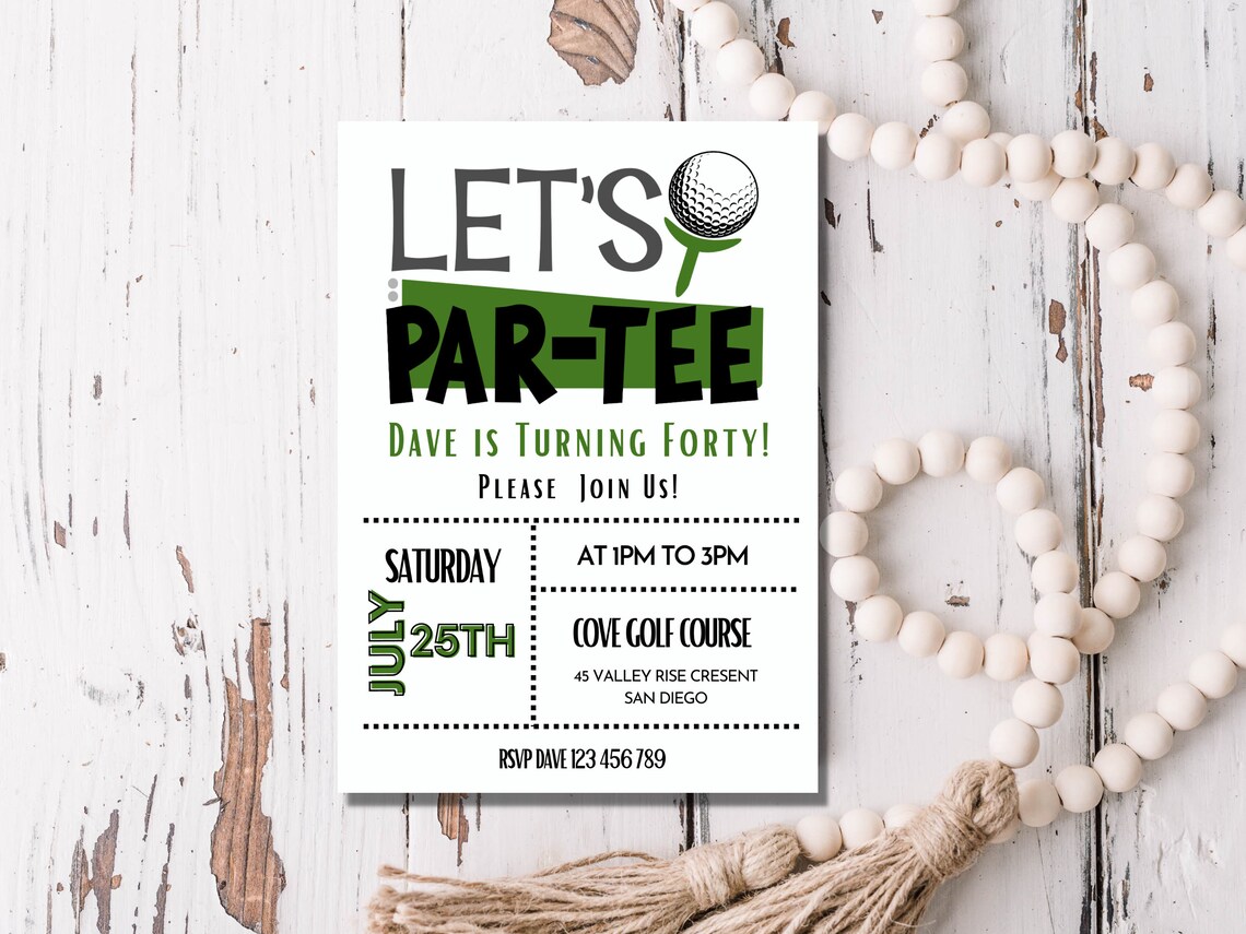 Golf Birthday Invitation, Customizable Party Invite (digital Download ...