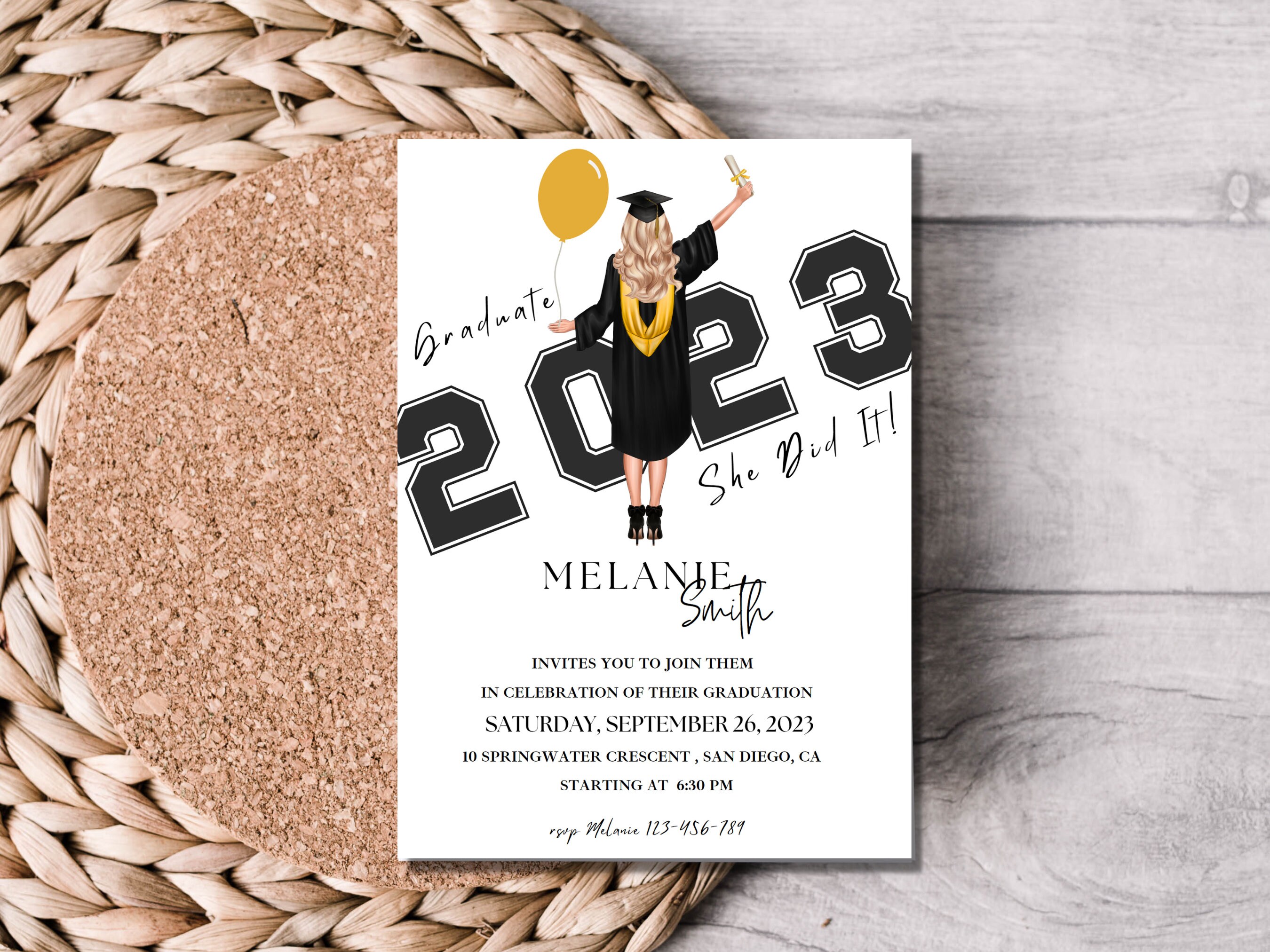 Graduation Invitation Template, Graduation Invitation, Graduation Cap ...