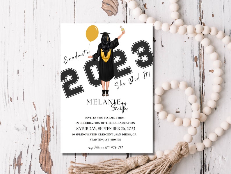 Graduation Invitation Template, Graduation Invitation, Graduation Cap ...