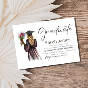 Graduation Cap Invitation, Elegant Graduation Invitation, Graduation ...