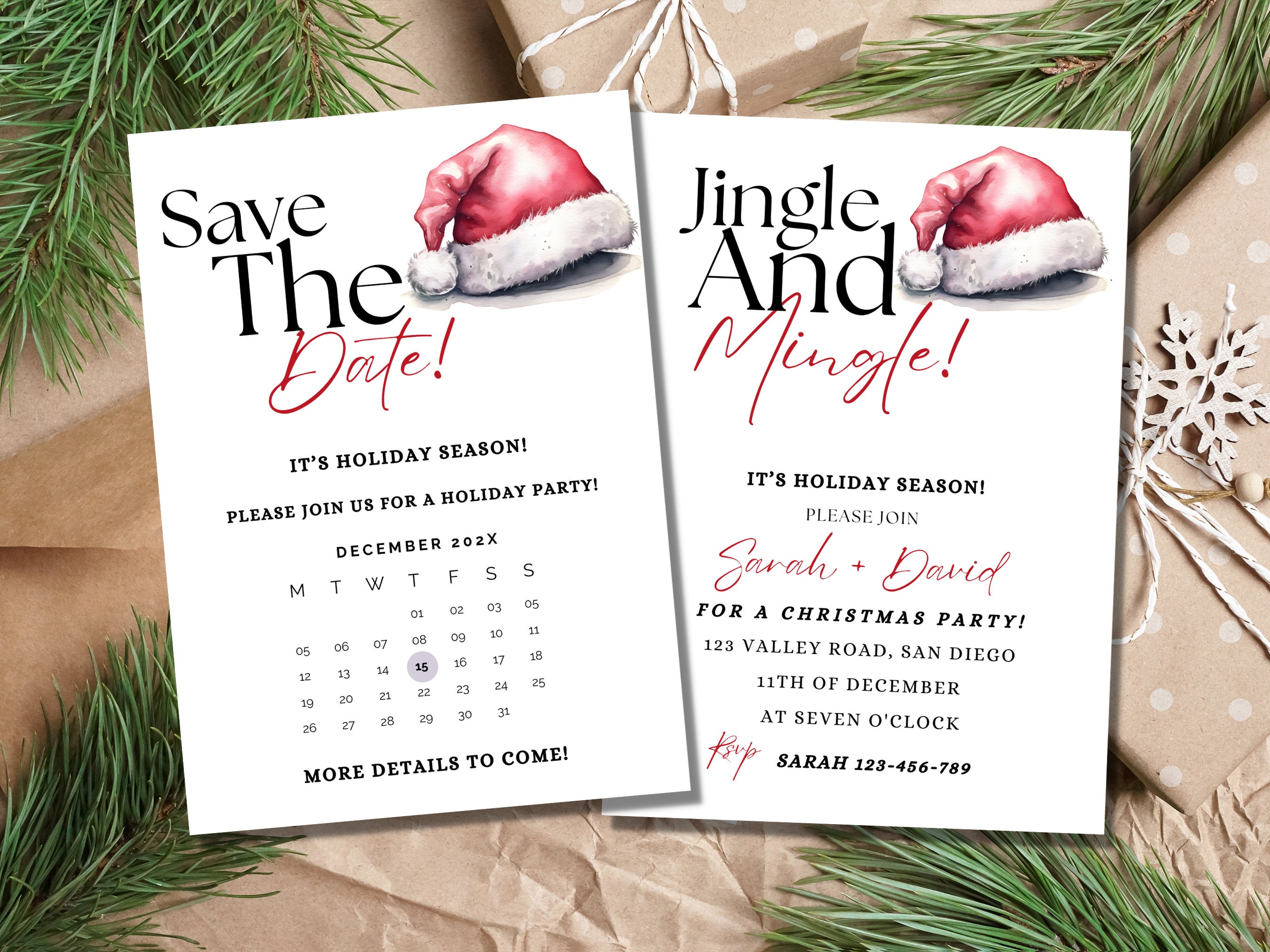 Christmas Party Invitations Instant Download, Christmas Invitations ...