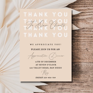 Appreciation Dinner Invitation, Appreciation Invitation, Client ...