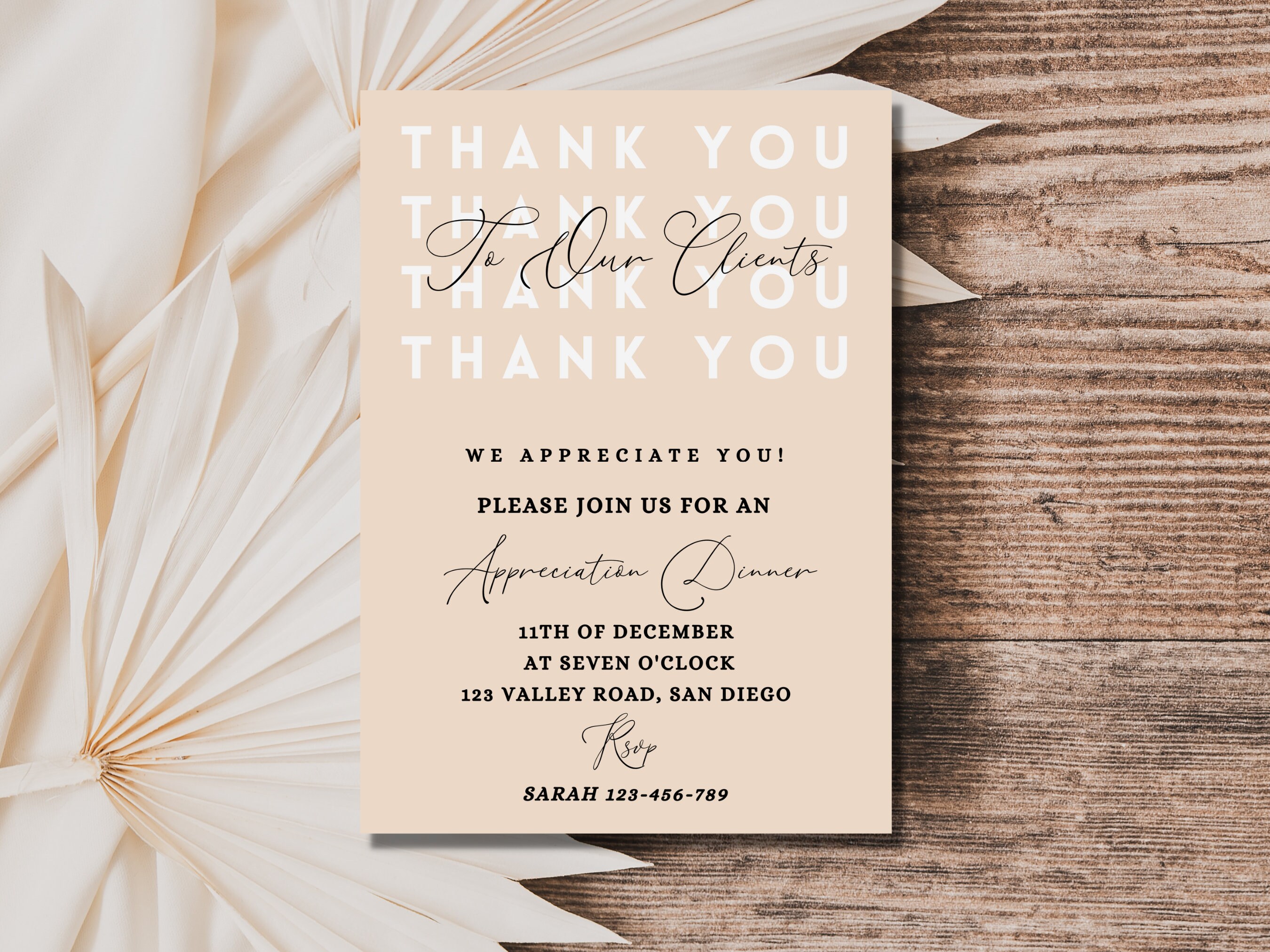 Appreciation Dinner Invitation, Appreciation Invitation, Client ...