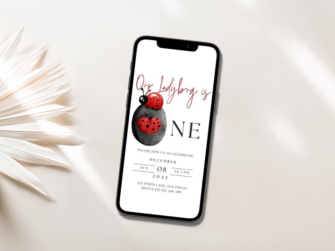 Ladybug First Birthday Invitation, Ladybug Birthday Invitation, Ladybug ...