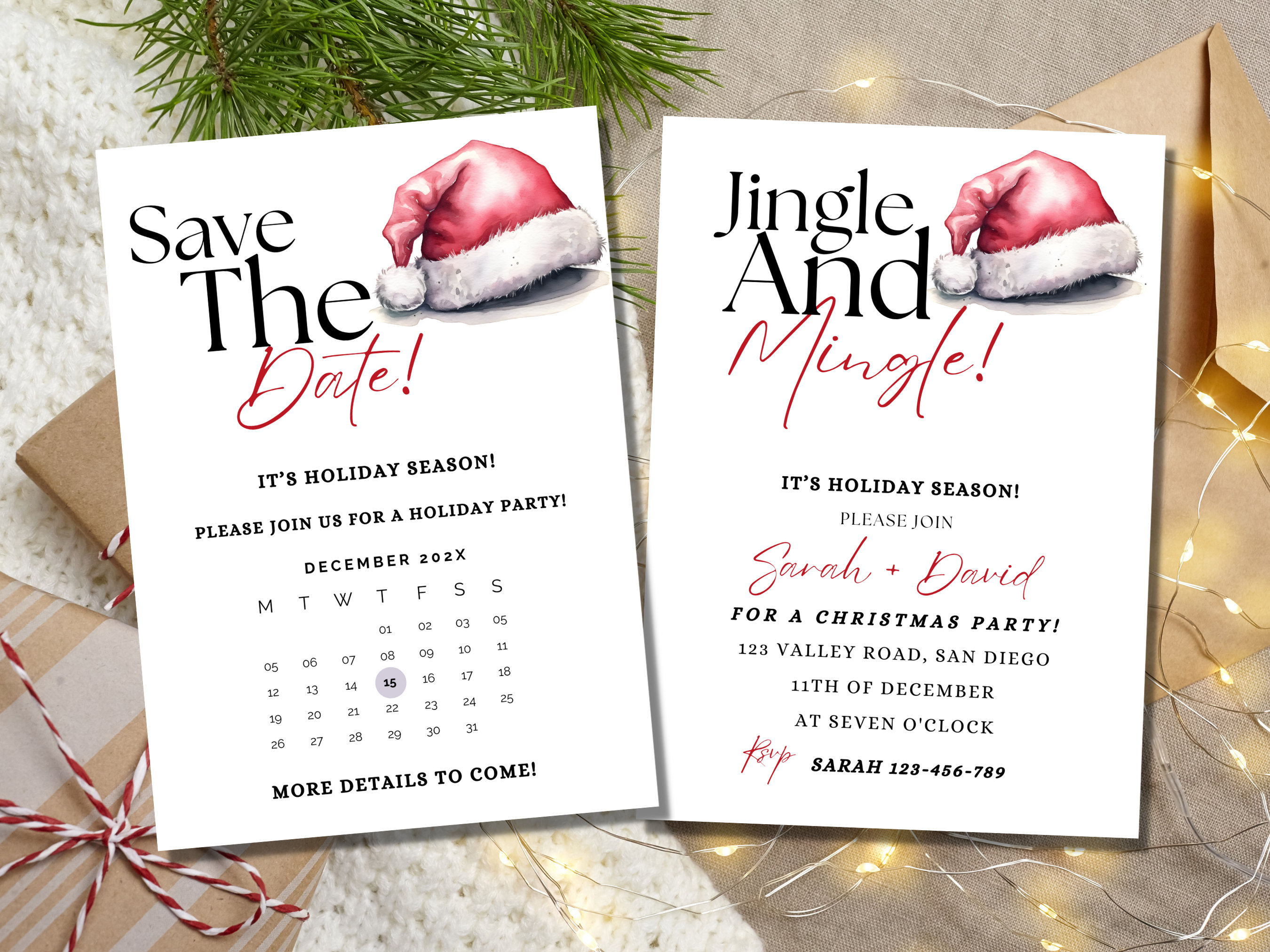 Christmas Party Invitations Instant Download, Christmas Invitations ...