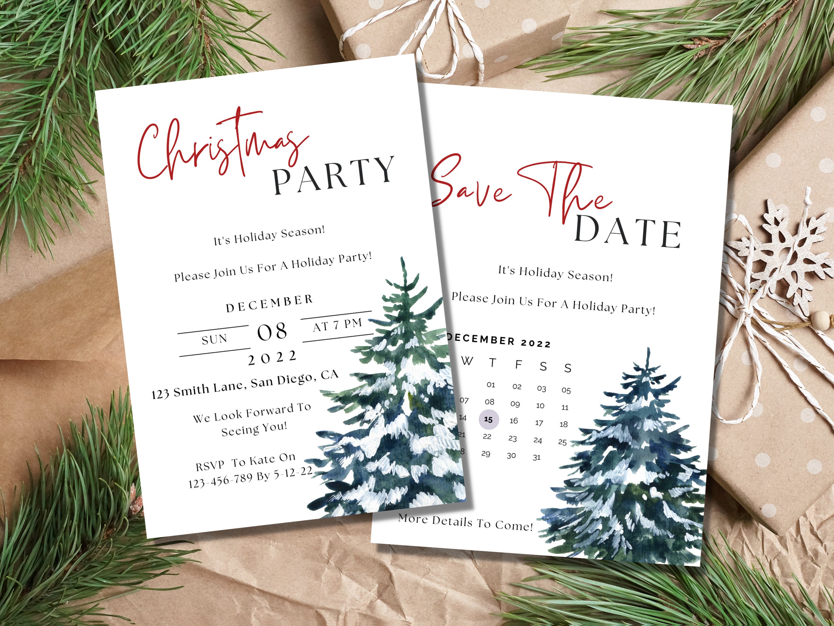 Christmas Party Invitations Instant Download, Christmas Invitations ...
