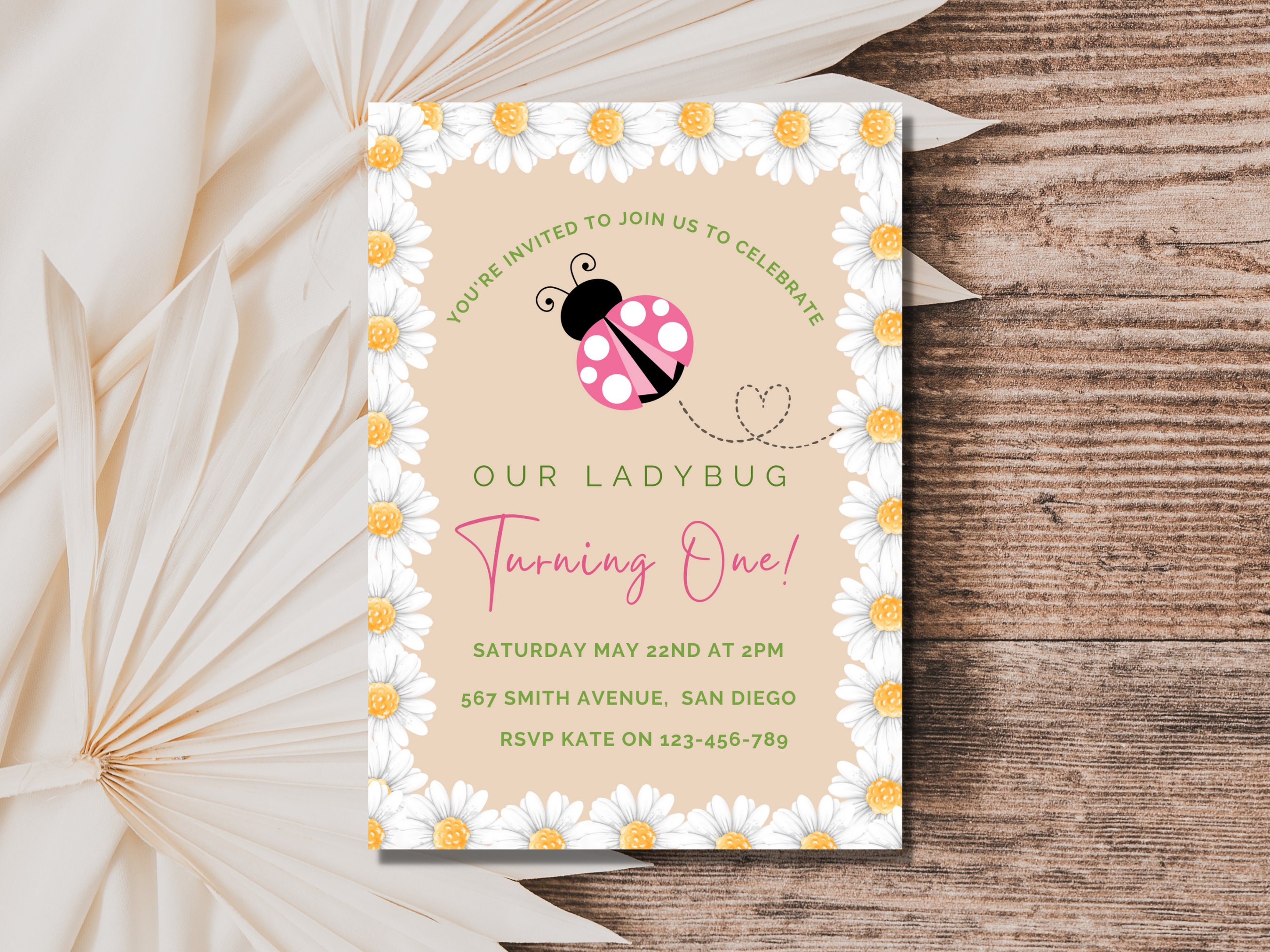 Ladybug First Birthday Invitation Ladybug Birthday - Etsy