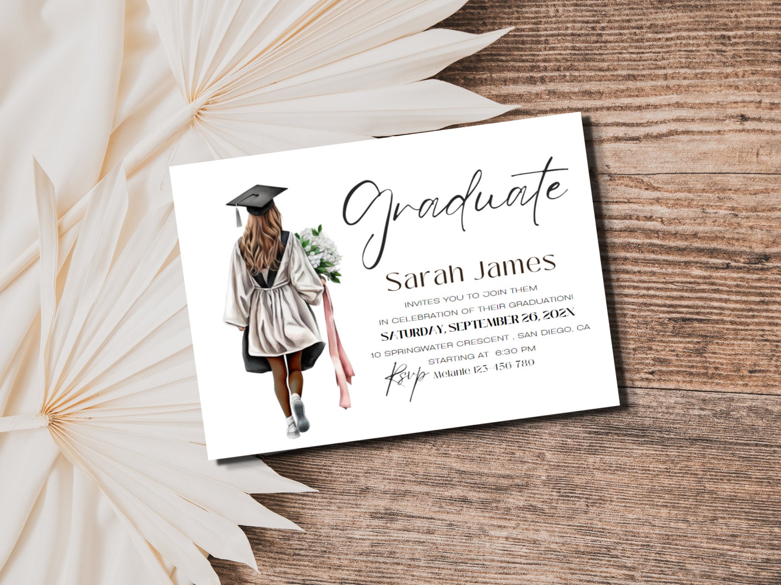 Graduation Cap Invitation, Elegant Graduation Invitation, Graduation ...
