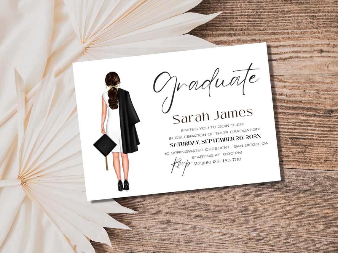 Graduation Cap Invitation, Elegant Graduation Invitation, Graduation ...