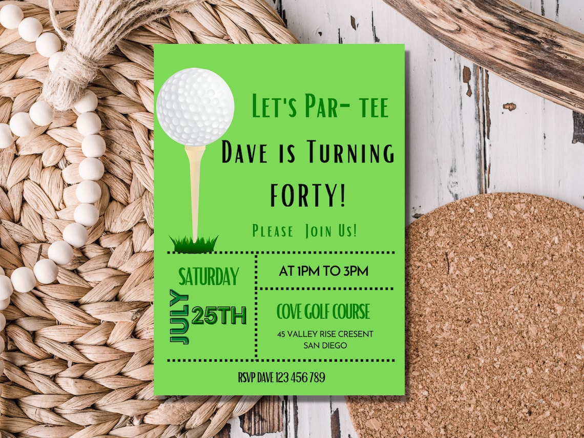 Golf Birthday Invitation, Golf Birthday Invite, Golf Party Invitation ...