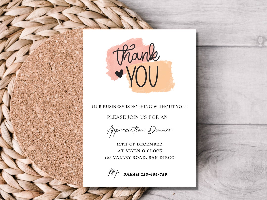 Appreciation Dinner Invitation, Appreciation Invitation, Client ...