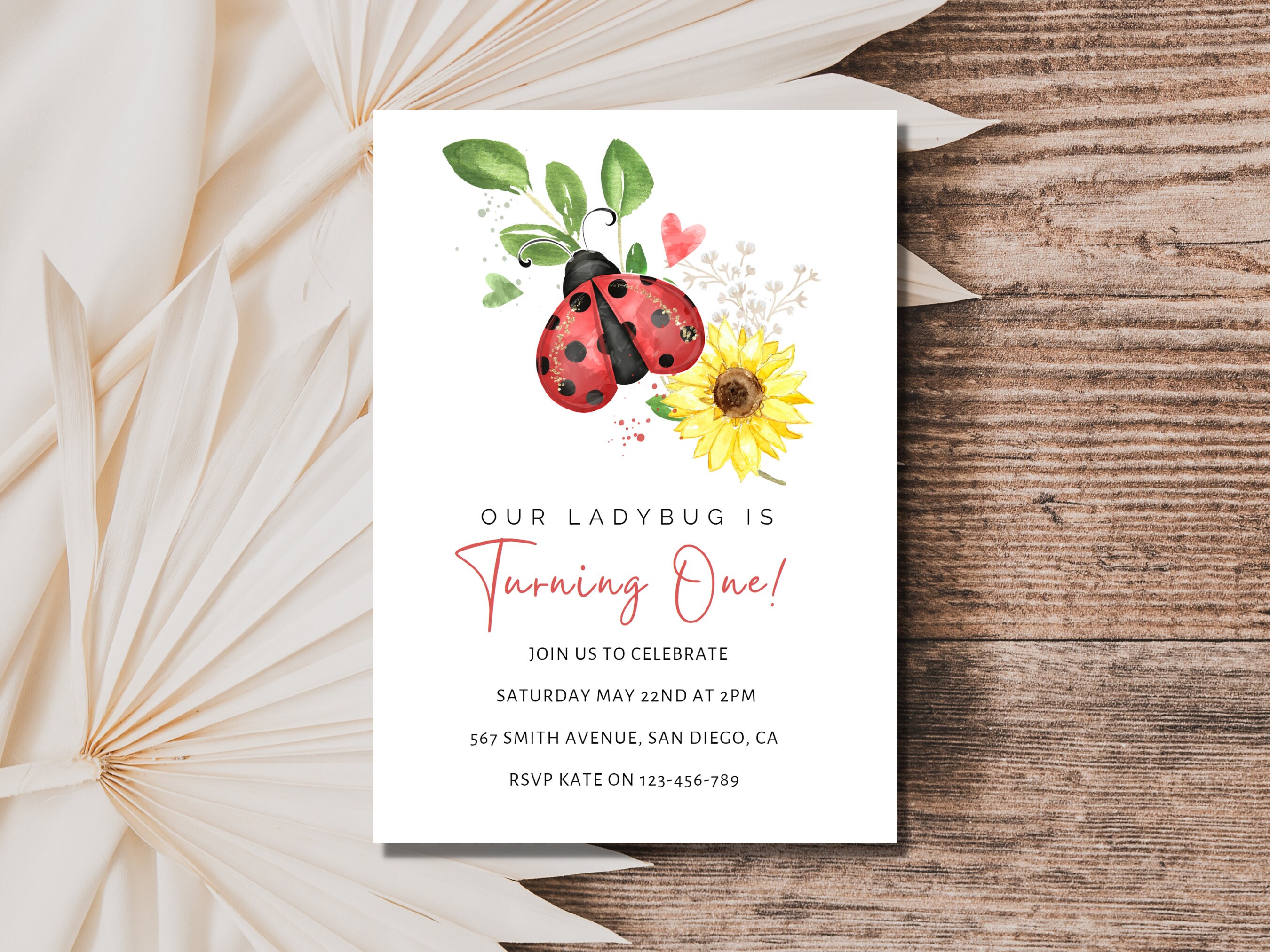 Ladybug First Birthday Invitation Ladybug Birthday - Etsy