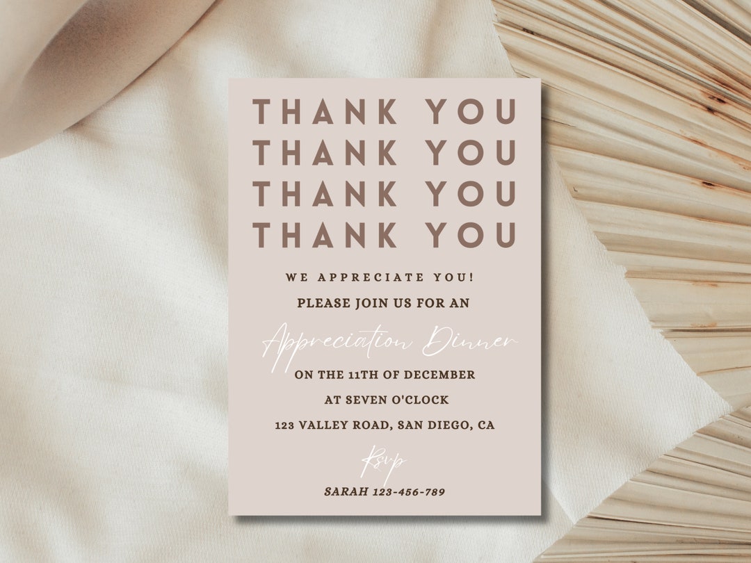 Appreciation Dinner Invitation, Appreciation Invitation, Client ...