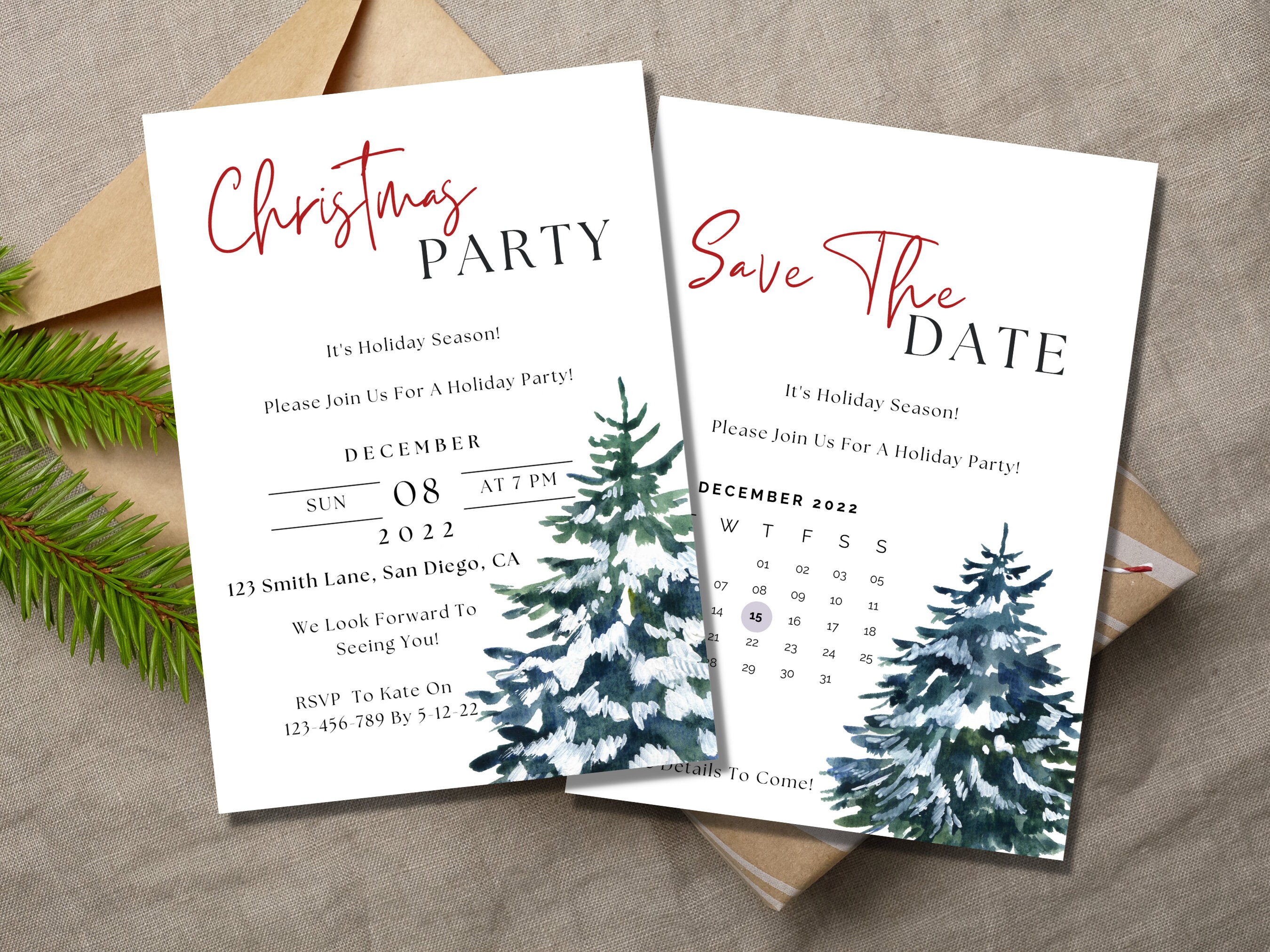Christmas Party Invitations Instant Download, Christmas Invitations ...