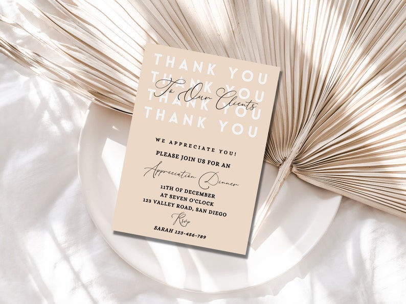 Appreciation Dinner Invitation, Appreciation Invitation, Client ...