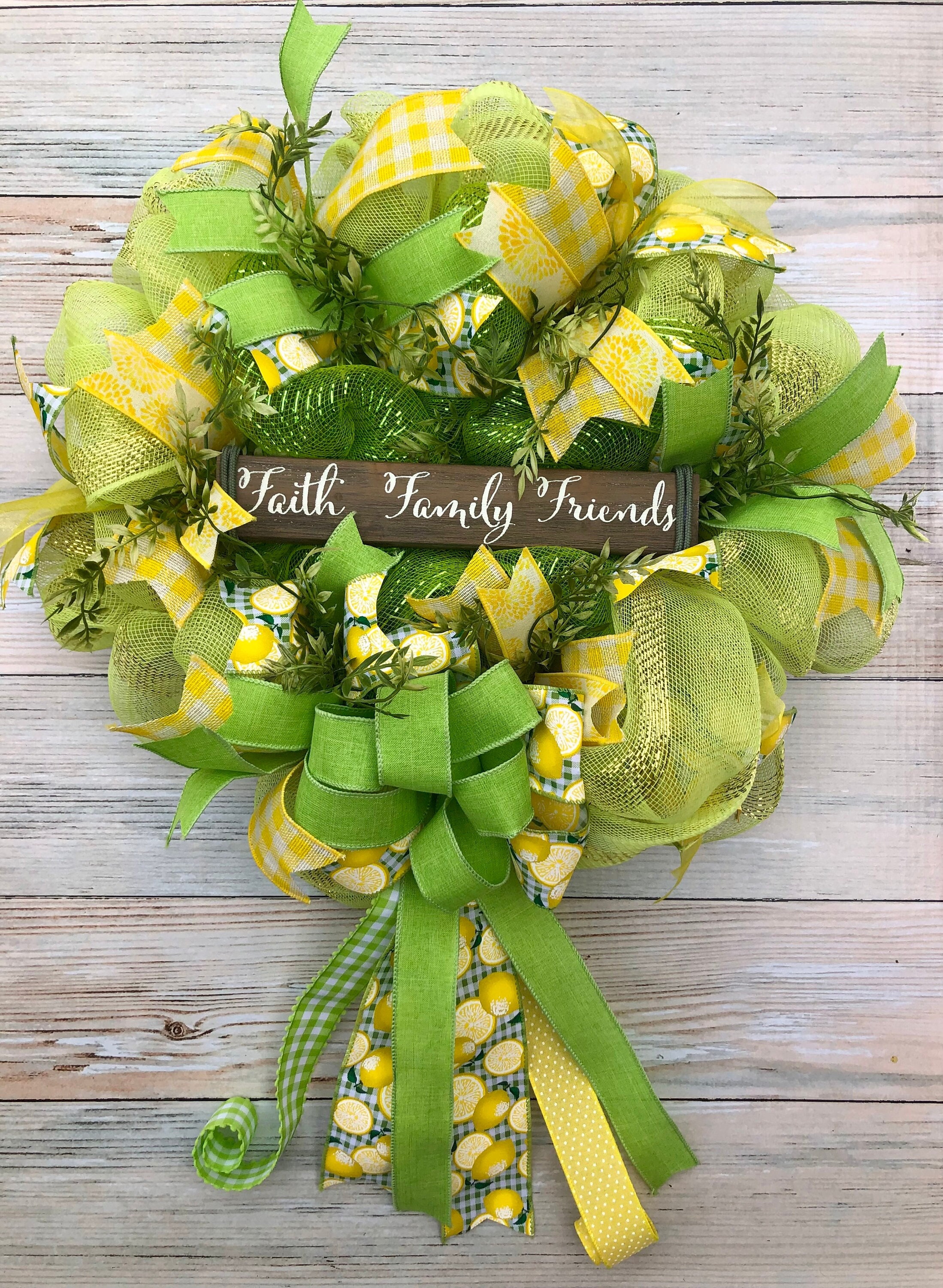 Summer Lemon Front Door Wreath, Family Friends Wreath, Spring Lemon ...