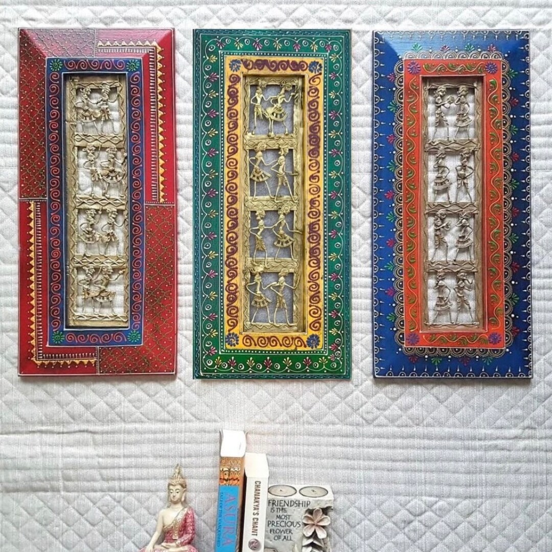 Dhokra Rajasthani Wall Frame 20 Inches (set of 3) - Wall Hanging - Wall ...