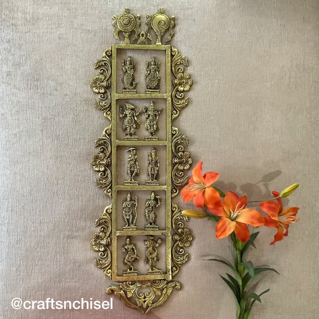 Dashavatar Lord Vishnu 29.5 Inches Brass Wall Decor, Indian Wall ...