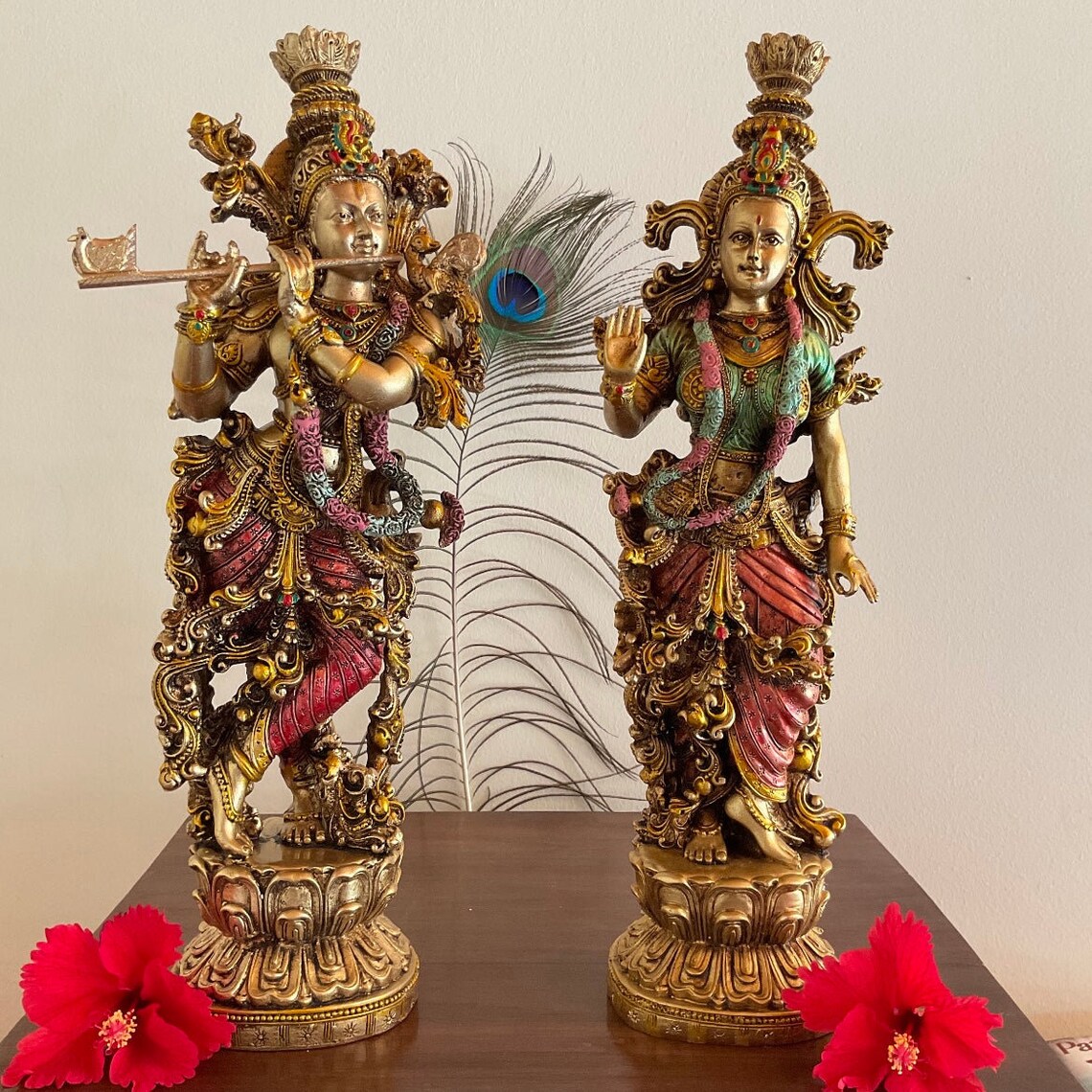 Radha Krishna Statue Hindu God Idol for Home Decor Pooja, 14 Inches ...