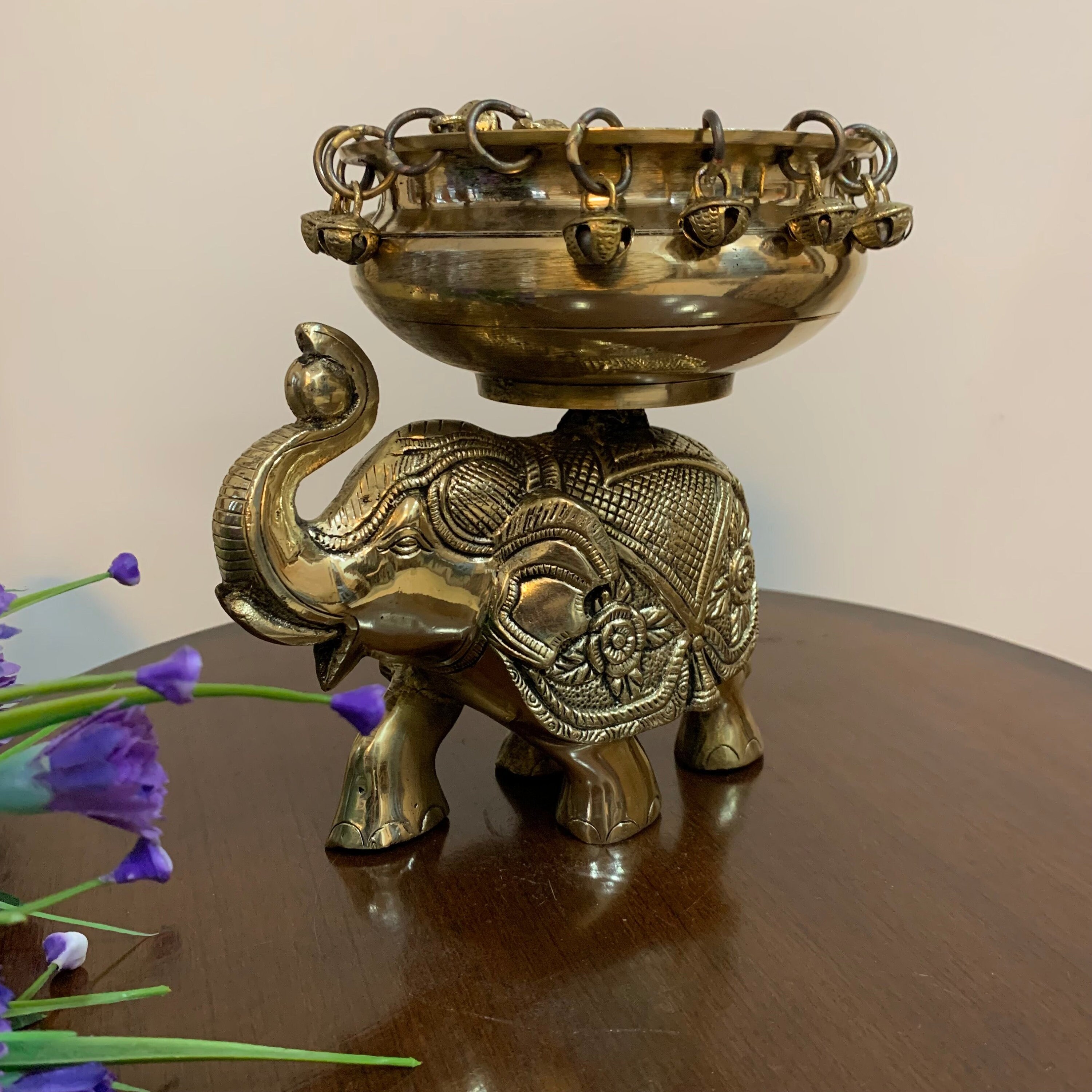 Elephant Urli Decor Indian Brass Home Decor, Floating Flowers Diya ...