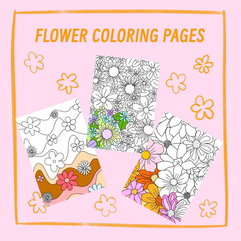 Digital Download Flower Coloring Pages - Etsy