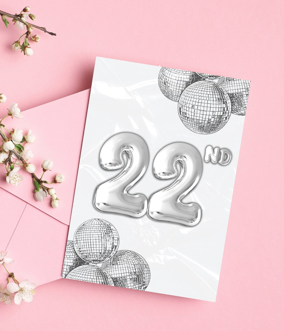 22nd Birthday Card, Disco Ball Birthday, Printable Birthday Card ...