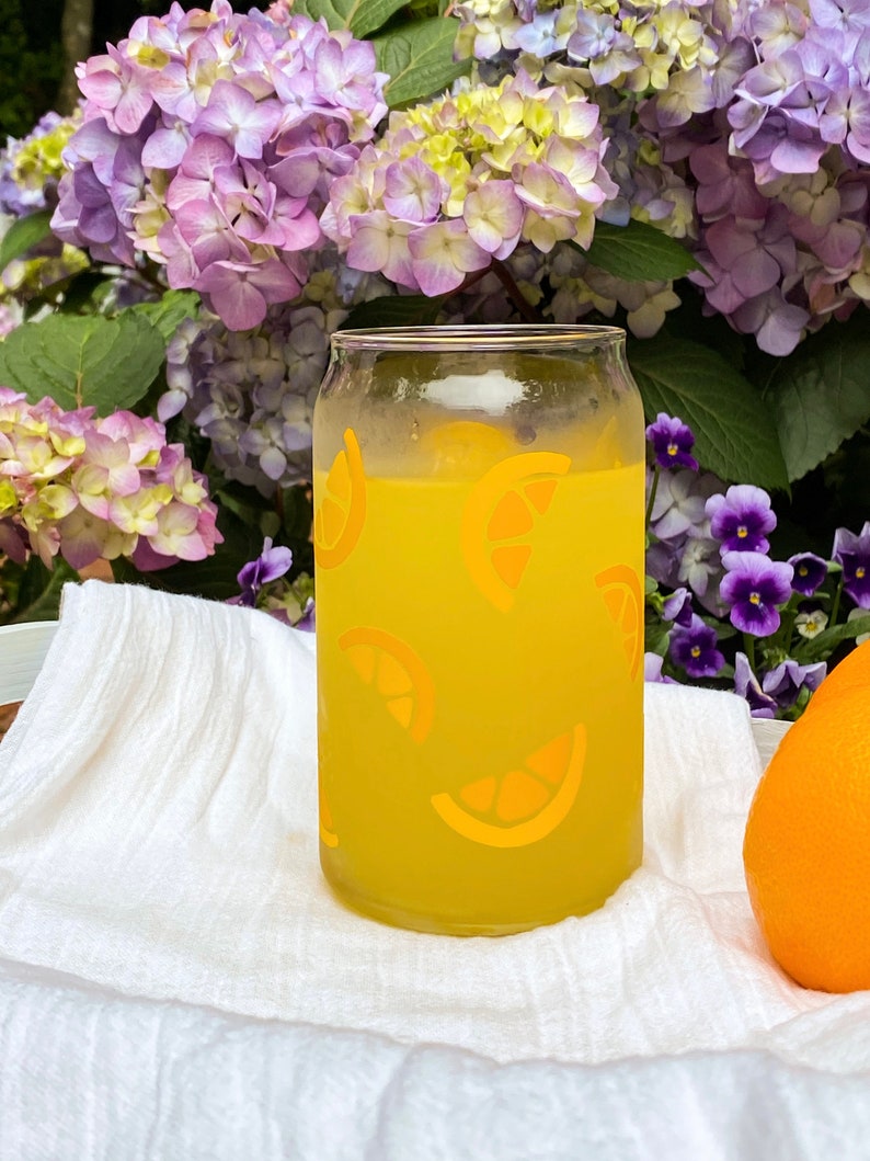 Orange Slice Beer Can Glass Cup, Orange Clementine Cup, Juice Glass ...