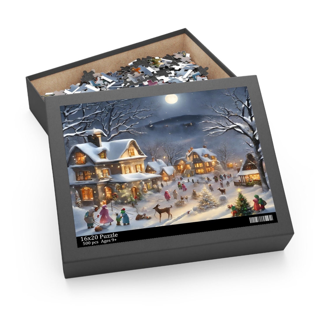 Christmas Puzzle, Christmas Village Puzzle, Snowy Winter Scene Puzzle ...