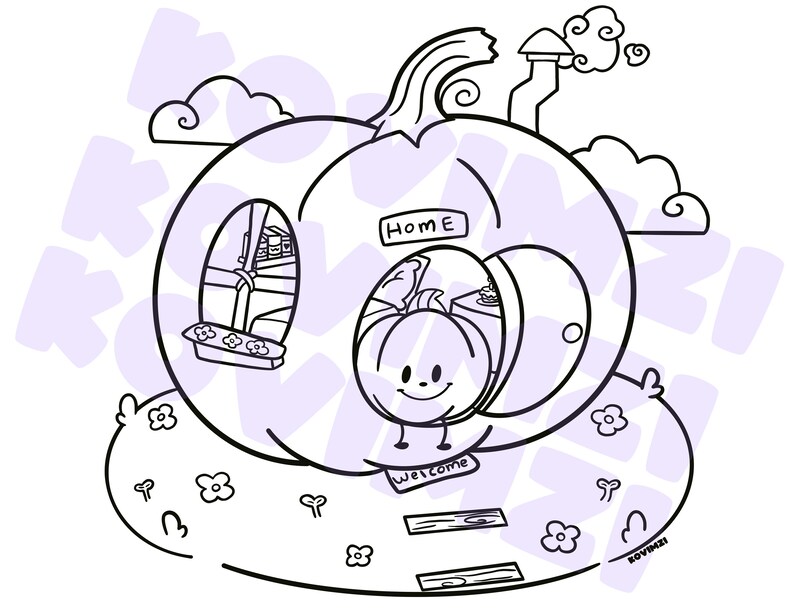 Printable Cute Pumpkin Coloring Page - Etsy