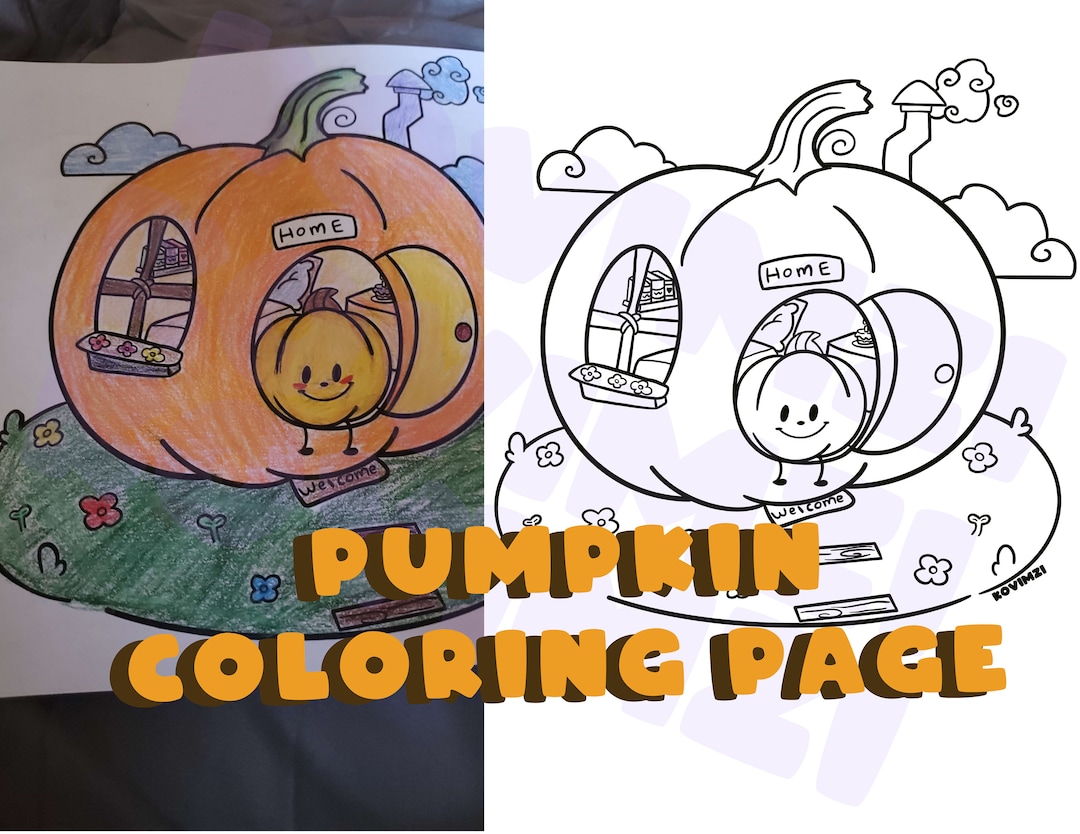 Printable Cute Pumpkin Coloring Page - Etsy