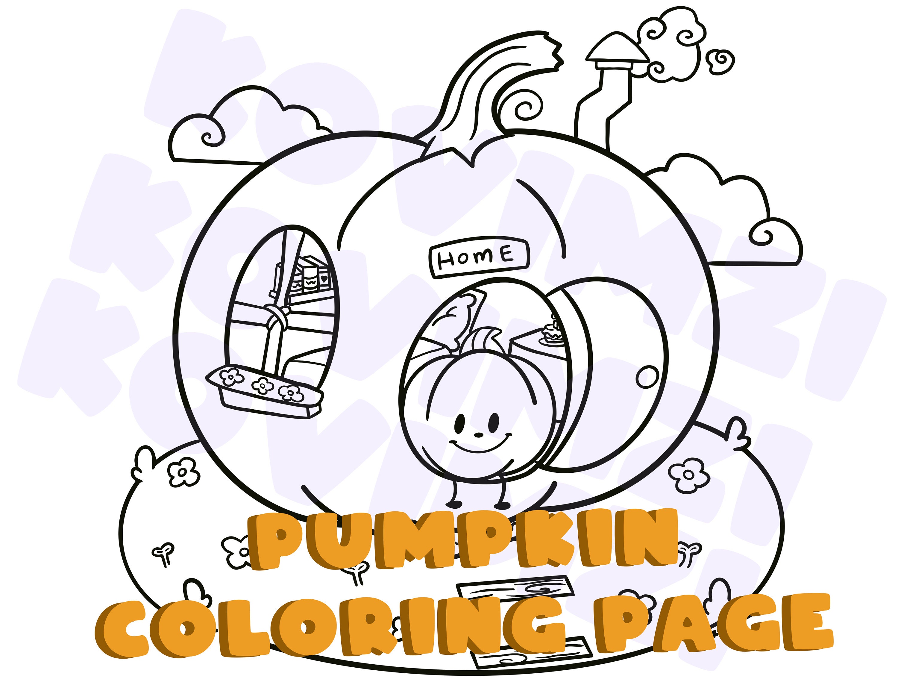 Printable Cute Pumpkin Coloring Page - Etsy