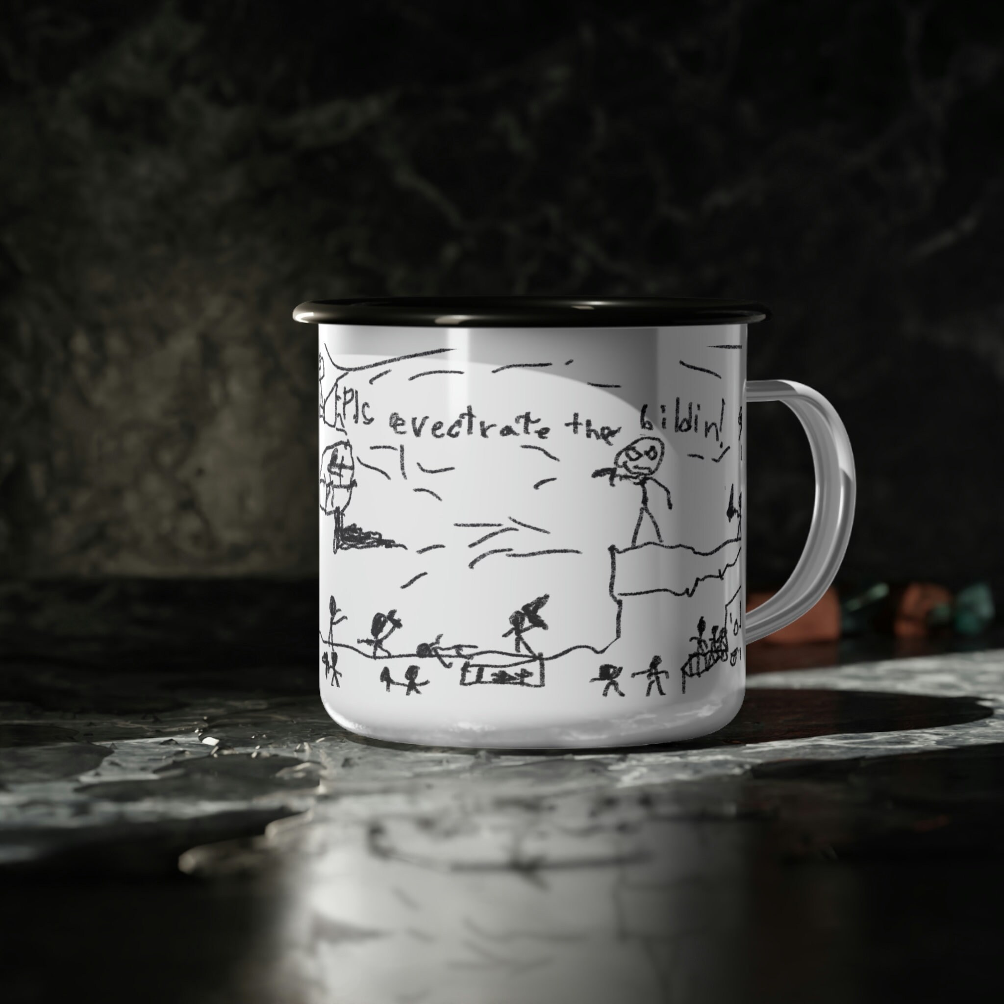 Camp Mug Fun Hand Drawn Design Camping Mug Stick Figure Authentic Art ...