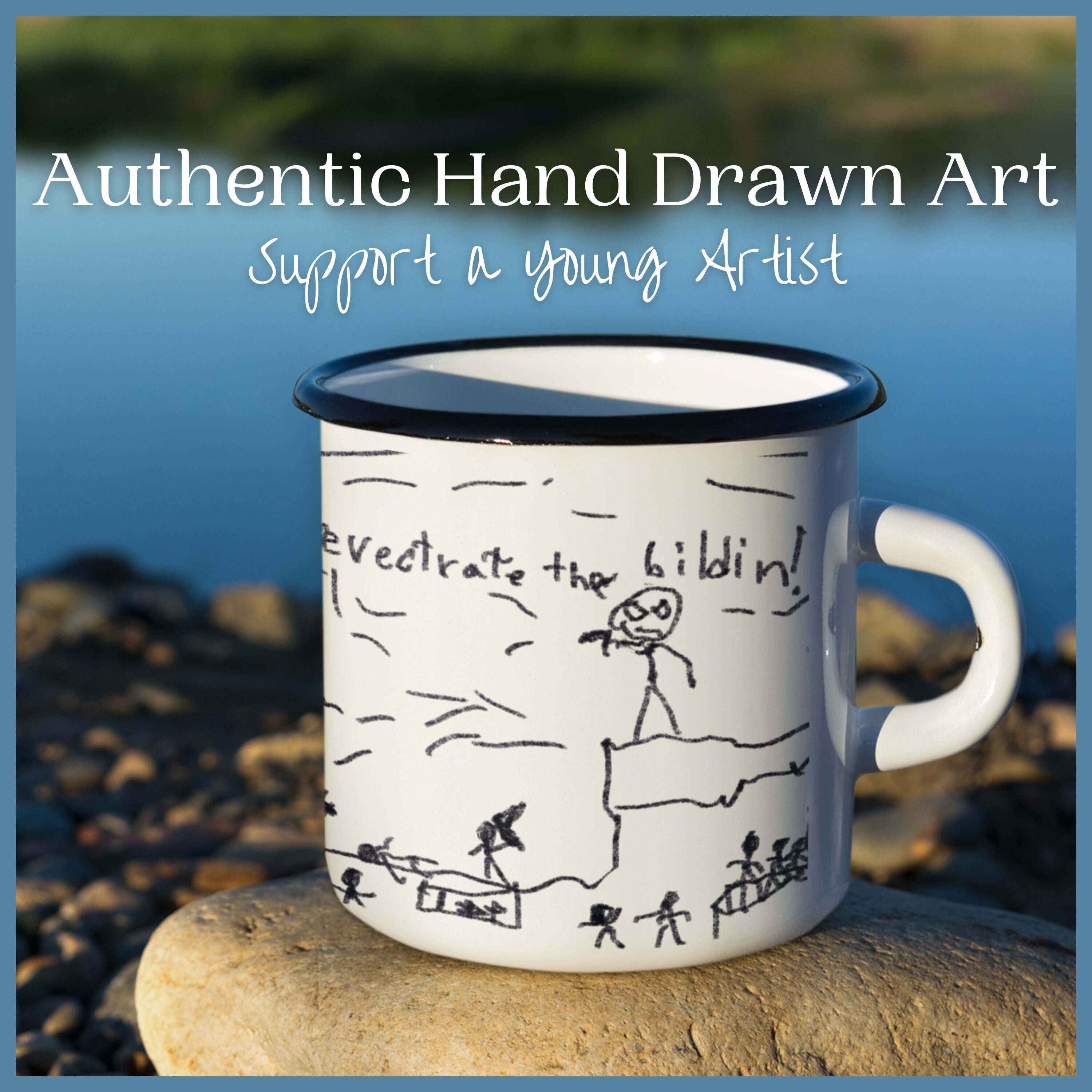 Camp Mug Fun Hand Drawn Design Camping Mug Stick Figure Authentic Art ...