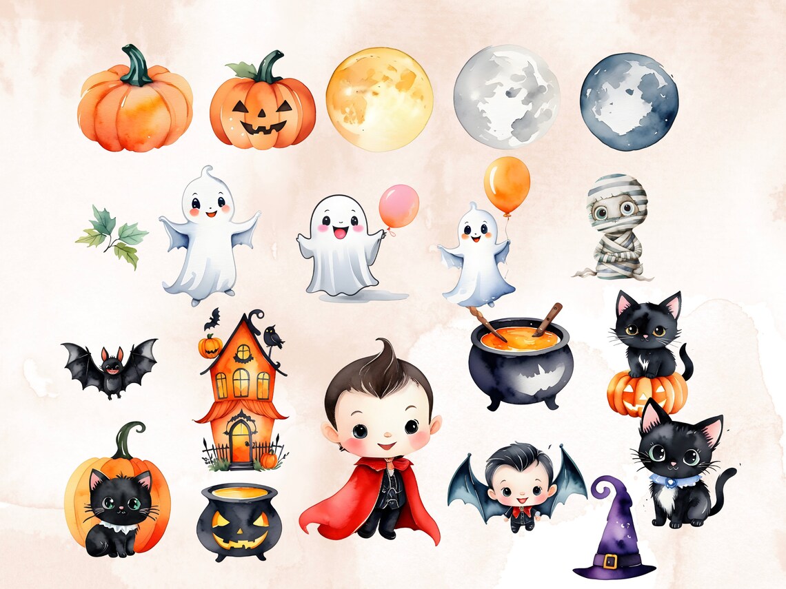 Spooky One Birthday, Halloween Clipart, October Birthday Graphics, Cake ...